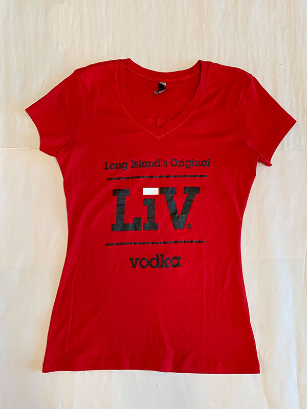 Women's-LiV-Vodka-Shirt-Red-FRONT - Long Island Spirits
